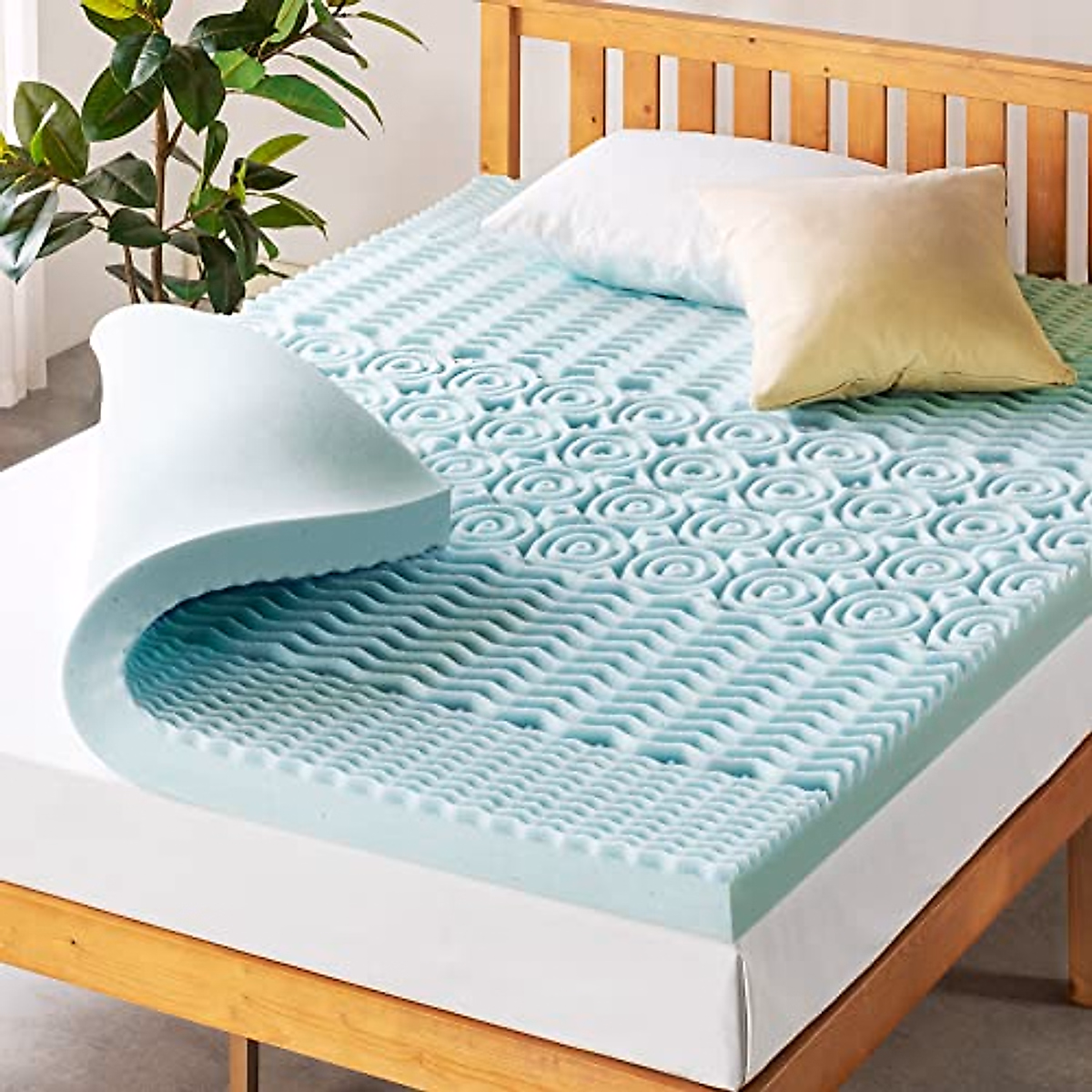 Mellow 4 Inch 5-Zone Memory Foam Mattress Topper, Cooling Gel Infusion, Full