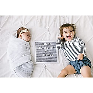 Pearhead Classic Wooden Letterboard, Gender-Neutral Baby Keepsake Nursery Décor, Photo Prop Message Board, Gray and White