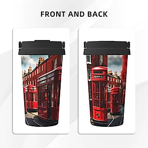 WANGXUEE Red London Street Print 500ml Stainless Steel Travel Tumbler Double Wall Vacuum Insulated Coffee Mug