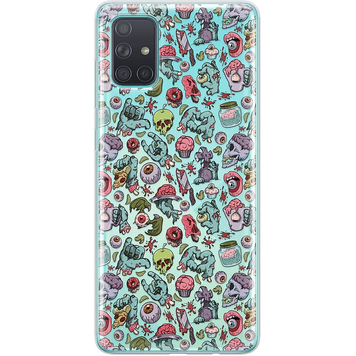 Slim TPU Phone Case Compatible with Samsung Galaxy A72 A71 5G A70 A51 A32 A21 A11 A12 A01 Zombie Hands Clear Halloween Protective Cover Soft Cool Silicone Durable Horror Flexible, Pattern