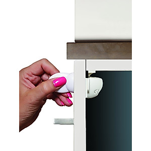 Dreambaby Adhesive Mag locks (8-Pack 1 Key) - Child Proofing Cabinet Magnetic Latches - White- Model L859