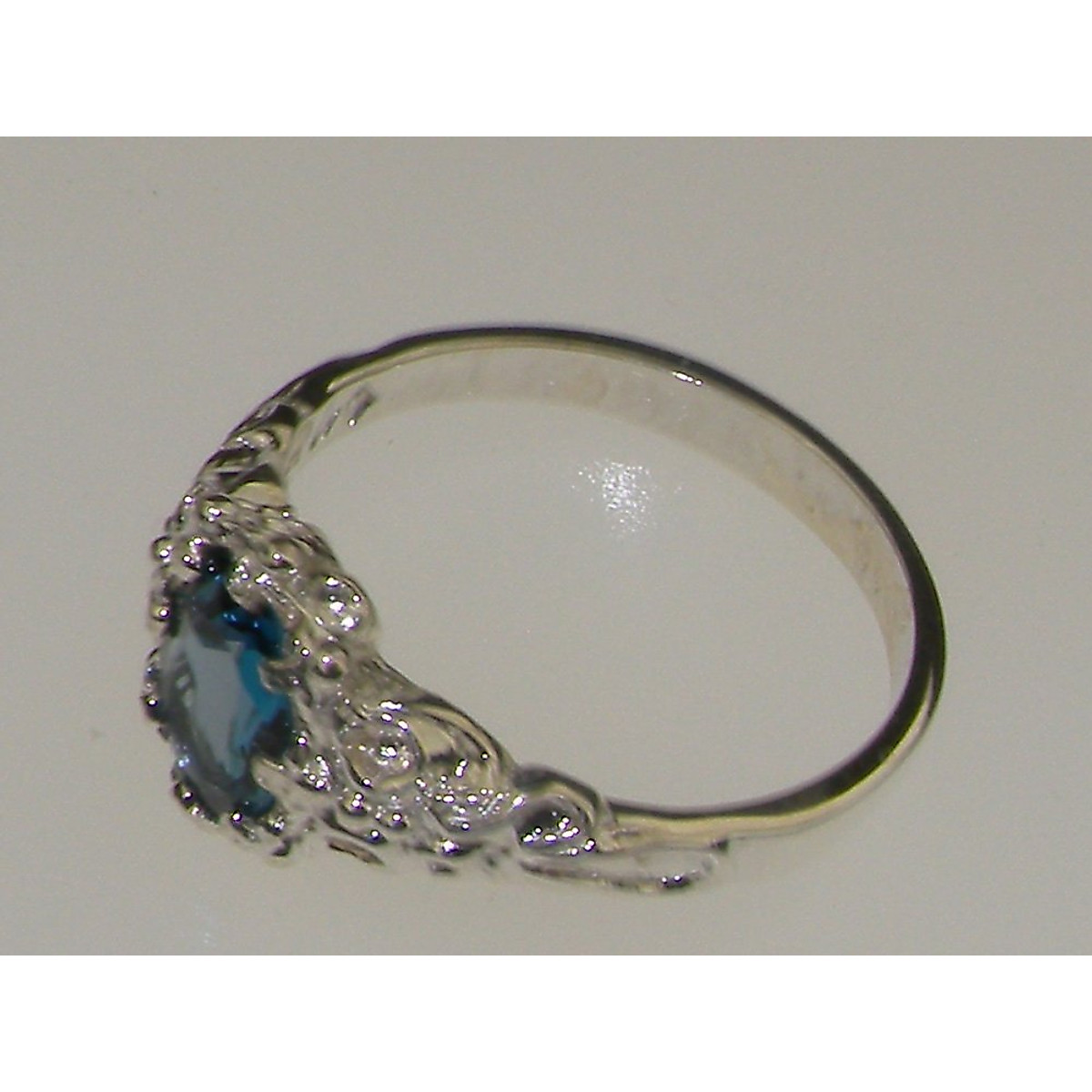 LetsBuyGold 925 Sterling Silver Natural Blue Topaz Womens Anniversary Ring - Size 4.25