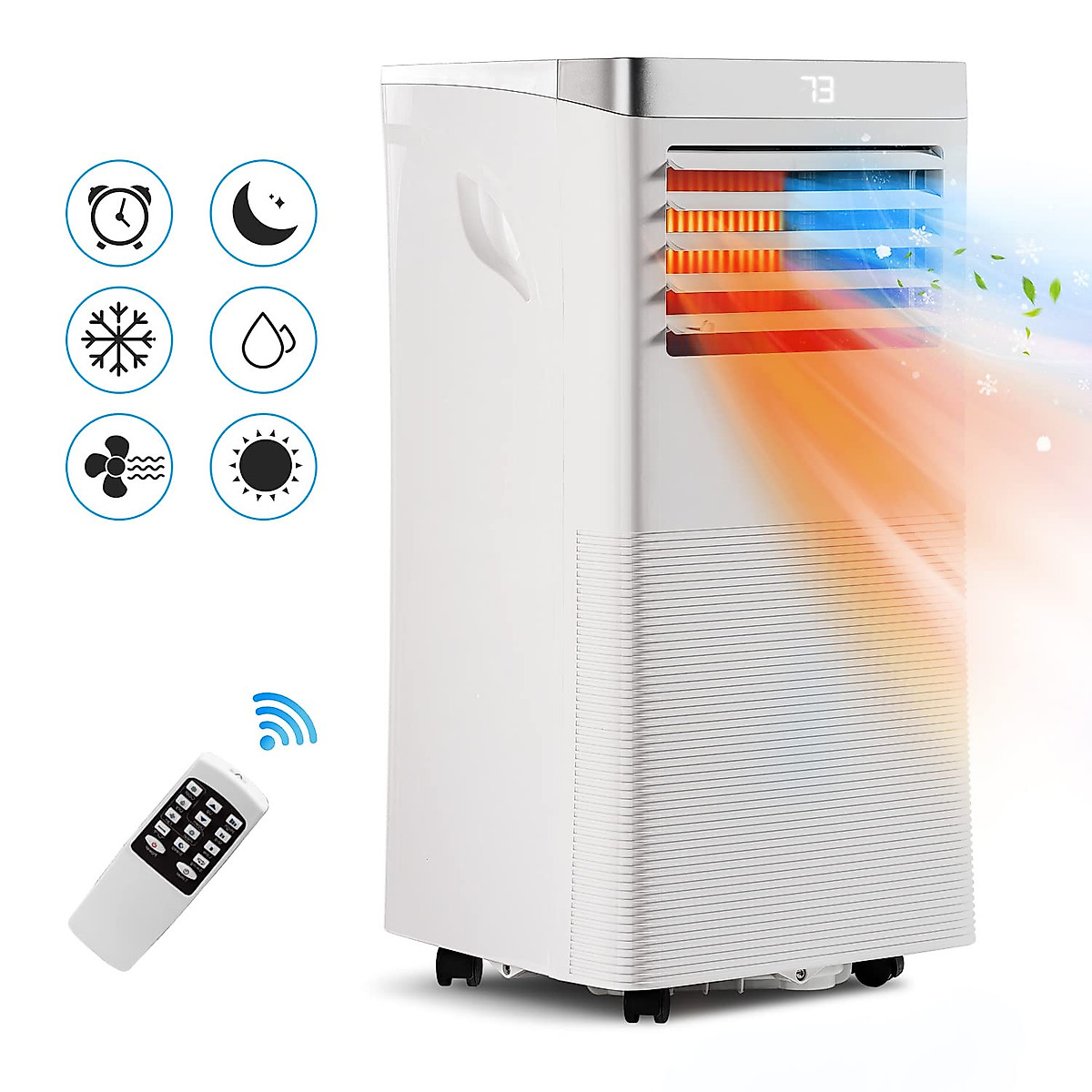 AOXUN 10000BTU Portable Air Conditioner and Heater Dehumidifier and Fan with Remote Control, 4-IN-1 Portable AC Unit For Room, Office, Dorm, Bedroom (Window Venting Kit Included)