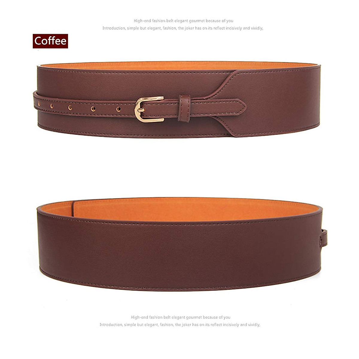 Toptim Women Wide Knotted Belt Design PU Leather Waistbands Simple Width Belt (Brown, Suit For Waist 27-33.5")