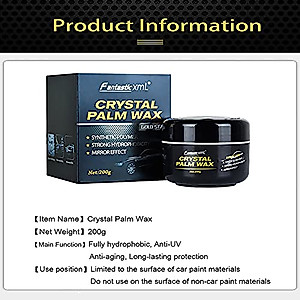 HEYJOY Solid Ceramic Coating Crystal Car Wax Kit Polish Wax Quick Easy Removes Deep Scratches and Stains with Free Waxing Sponge and Towel(200g)