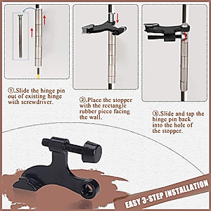 Enconker 4 Pack Hinge Pin Door Stopper Polished Brass, Heavy Duty Door Hinge Stopper Gold Pins Door Stops, Wall Protectors from Door Knobs Convenient Easy Installation Rubber Bumper Tips