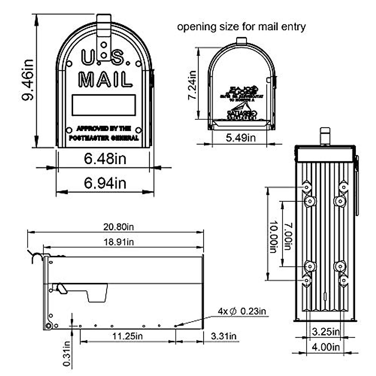 Gibraltar Mailboxes ADM11W01 Admiral Mailbox, Medium, Textured White