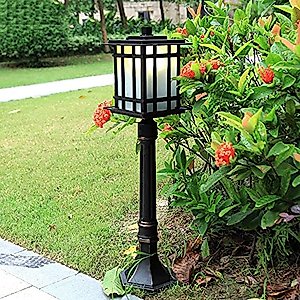 ZMY Classical Industrial Outdoor Post Lights Vintage Waterproof Retro Glass Lampshades Column Lamps Aluminum Street Garden Home Villa Park Pillar Lights