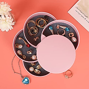 Unaone Jewelry Organizer, 4-Layer Rotating Jewelry Storage Box for Women Girls, Acrylic Small Jewelry Case Jewelry Tray for Bracelets Rings Earring, Pink