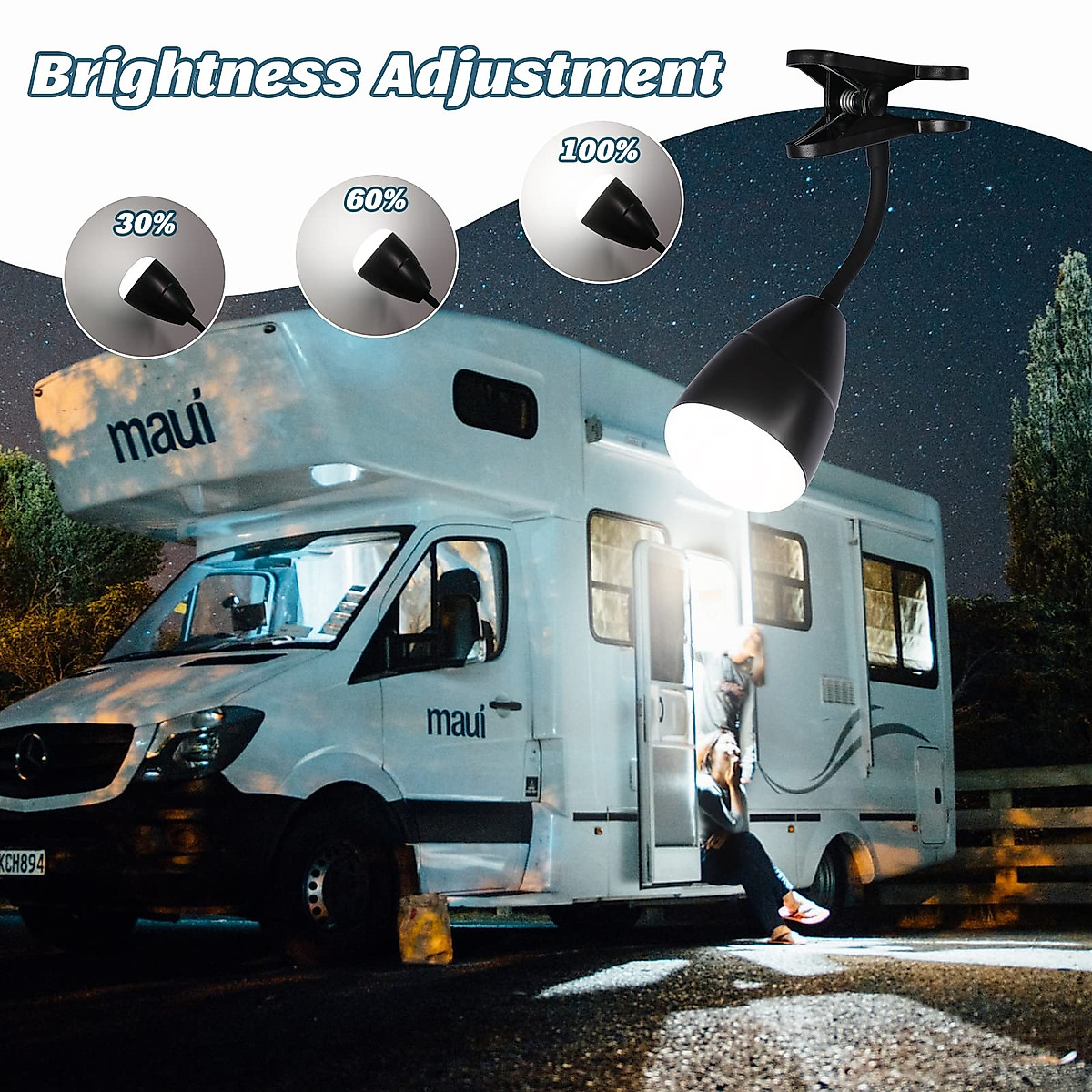 Afirst Clip on Light, LED Clamp Lamp for Desk 4400mAh, Rechargeable Flexible Dimmable Lighting Reading Study Table Lamp, 11 Inches