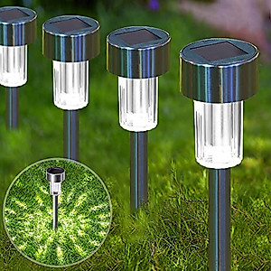 Solar Lights Outdoor Christmas, SUNNEST 12Pack Stainless Steel Outdoor Solar Lights - Waterproof, LED Landscape Lighting Solar Powered Outdoor Lights Solar Garden Lights for Pathway Patio Yard