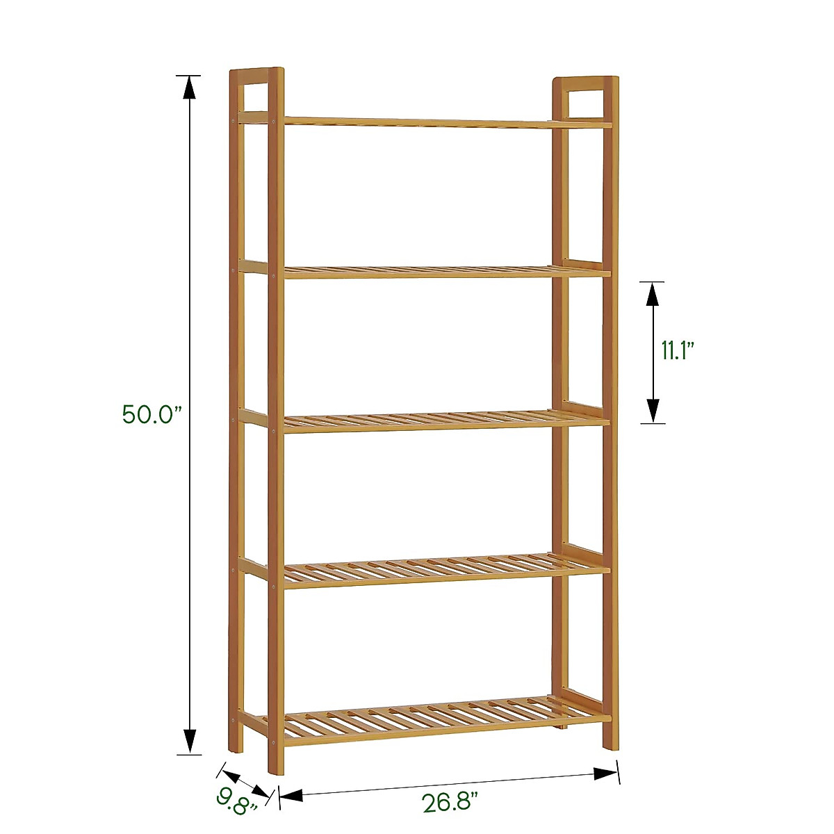 MoNiBloom 5 Tier Bamboo Shoe Rack with Handles, Bamboo Adjustable Storage Shoe Stand Organizer for 16-20 Pairs Home Entryway Hallway Office Bedroom Balcony, Natural