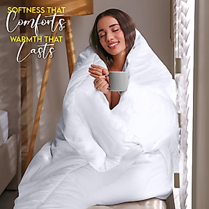 Utopia Bedding Comforter Duvet Insert - Quilted Comforter with Corner Tabs - Box Stitched Down Alternative Comforter (Queen, White)