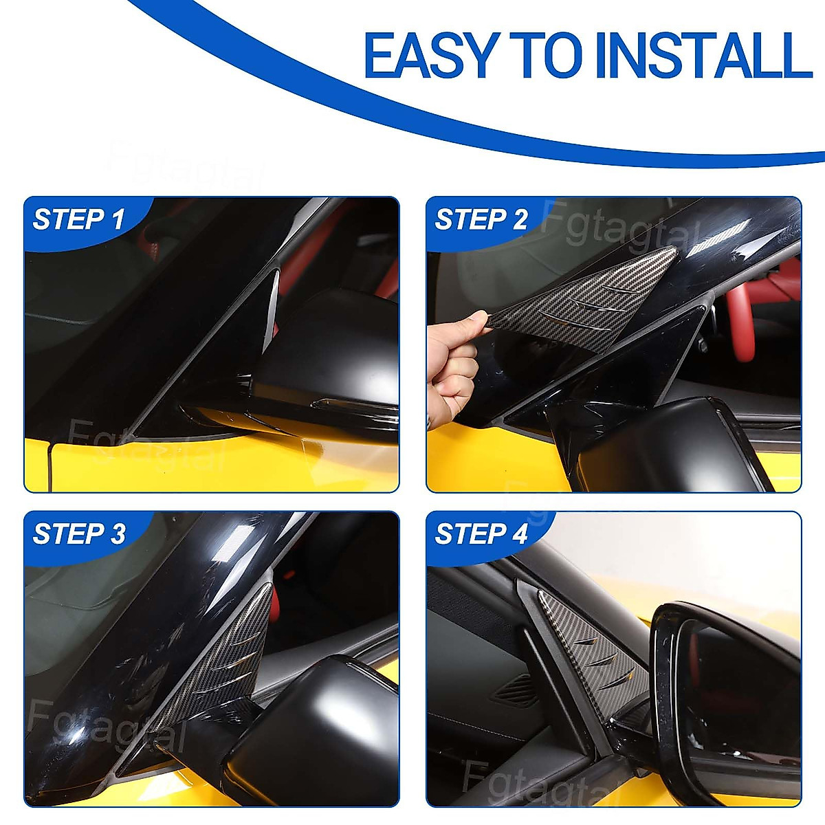 Fit for Toyota Supra GR A90 A91 MK5 2019-2024 ABS Rearview Mirror Side Spoiler Trim Cover Stickers, Channel The Car Air, Reduce The Wind Noise Inside The Car, 2PCS(Carbon Fiber Pattern Black)