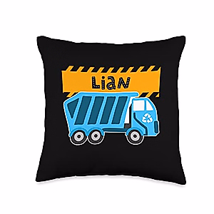 Waste Collector Dump Trash Recycling Lover Lian Trash Kids Collector Ecologist Garbage Truck Throw Pillow, 16x16, Multicolor