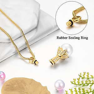 Pearl Urn Necklace for Ashes Memorial Cremation Necklaces Stainless Steel Ashes Necklace for Men Women(Gold)-You Lighted Up My World