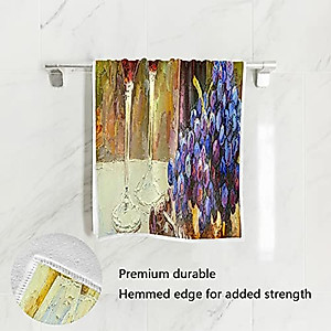 Red Wine and Grape Cotton Fingertip Towels 30 x 15 Inches Absorbent and Soft Terry Towel for Bathroom Powder Room Guest and Housewarming Gift