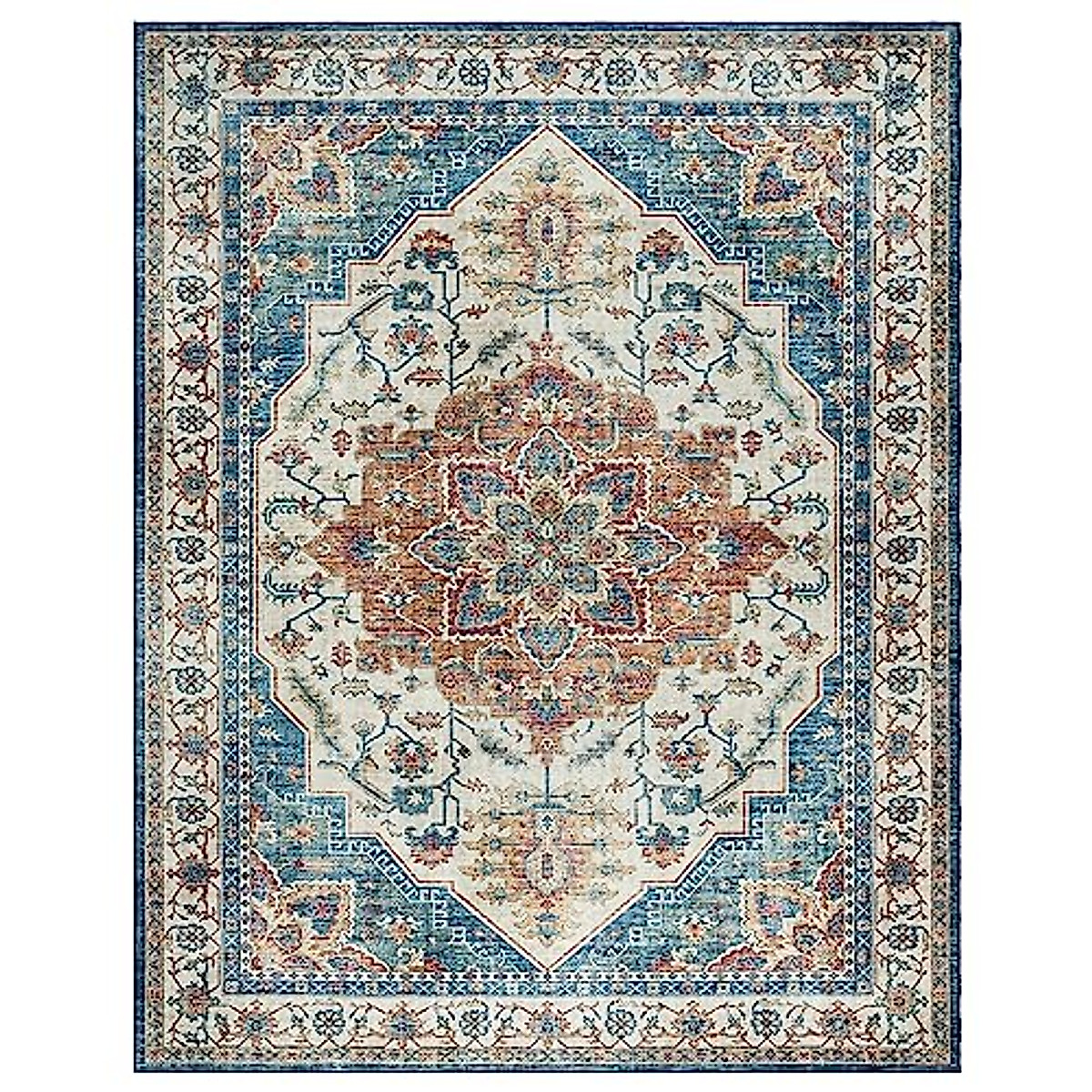 Gertmenian Indoor Printed Tufted Area Rug 5x7 Standard, No Slip Home Décor Rug for Entryway, Bedroom, Living Room, Center Medallion, Soha Blue, 25047