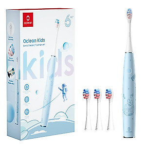 Oclean Kids Air 2 Electric Toothbrush with 4 Brush Heads and Ultra Quiet Rechargeable Toothbrush,2.5H Fast Charge for 40 Day Use,2 Min Built-in Timer, Gifts for Kids Age 6+ Teens Boys Girls-Blue