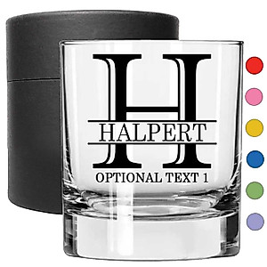 Personalized Printed 11oz Whiskey Glass - Custom Bourbon Christmas Gifts for Men, Dad Scotch Drinking Birthday Glasses, Groomsmen, Liquor Cocktail Rocks Old Fashioned, Halpert