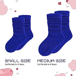 UTTPLL Girls-Slouch-Socks-Toddler-Cotton Athletic Stockings Uniform Knee High Tube Socks Little Kids Long Boot Crew Socks Royal Blue 6-9 Years