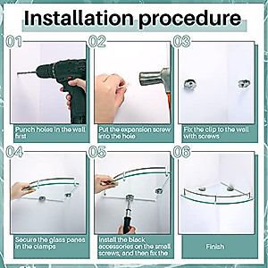 Corner Shower Shelf 2-Tier Glass Corner Shelf Stainless Steel Wall Mounted Corner Bathroom Organizer for Storing Bottle Shower Gel Shampoo Brush, Silver, 9.25 Inches（2Pcs）