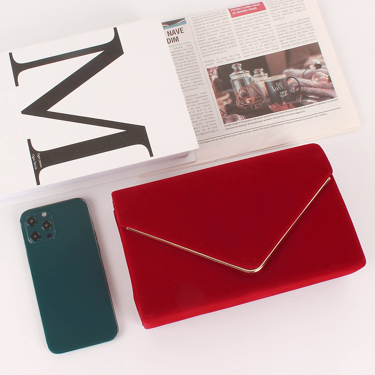 Aisi Women Velvet Handbag Purse Envelope Evening Clutch Velvet Chain Crossbody Bags Party Bridal Purse