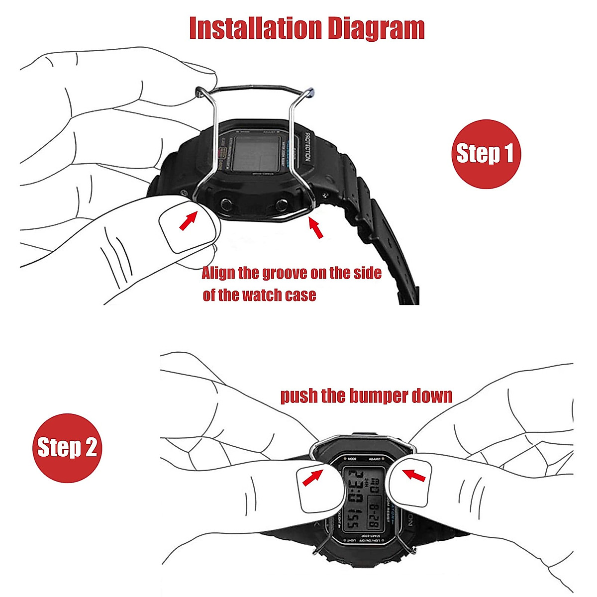 Motaney for Casio G Shock GA100 Screen Protector, Anti-Scratch Bull Bar Compatible with G-Shock GA/GD100/ 110/120/ 140 Series Watch, Cool Looking Stainless Steel Wire Guard Protective Bumper (Black)