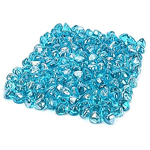 vchin Caribbean Blue Fire Pit Glass Rocks 20 Pounds, 1 Inch Diamond Fire Glass for Propane Fire Pit, Fireplace and Outdoor Decorative. High Luster Fire Glass Beads.