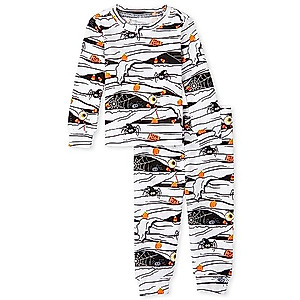 The Children's Place Kids' Baby/Toddler 2 Piece Family Matching, Halloween Pajama Sets, Cotton, Glow Mummy, 4T