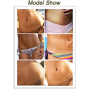 Masedy 12Pcs Sexy Waist Belt Belly Chains for Women Bikini Body Chain Beach Jewelry Set B-Silver tone