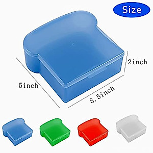 kulusion 4Pcs Sandwich Containers for Lunch Boxes, 20oz Food Storage Box with Lid, BPA Free, Microwave & Dishwasher Safe, Reusable Great for Meal Prep (4 Colors