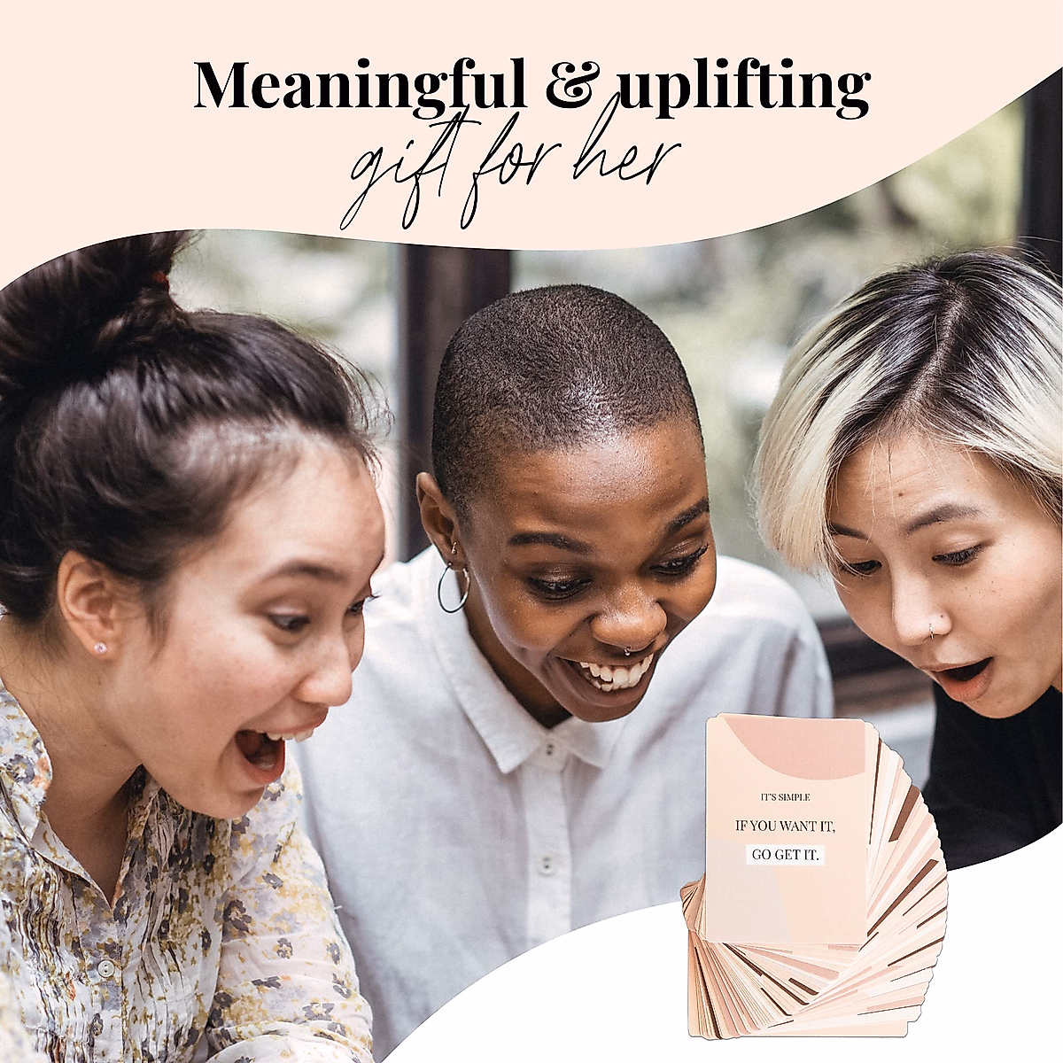 Daily Affirmation Cards for Women - 52 Inspirational & Motivational Cards with Empowering Actions for Girl Boss | Sturdy Double-Sided Deck | Positive Mindfulness Quotes for Meditation & Self Care