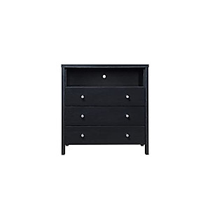 Hodedah 3-Drawer 1-Open Shelf Dresser, Black