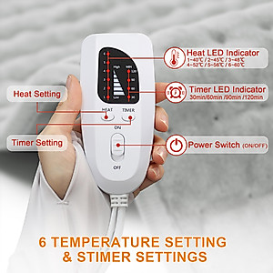 Electric Heating Pads,Heating Pads for Back,Shoulder,Hot Pad for Neck and Arms,Abdomen,Moist Heated Pad for Legs and Knee,Auto Shut Off(Light Gray, 24''×12'')