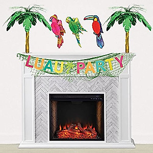 Beistle 2 Piece Metallic Plastic Palm Tree Cascade Centerpieces for Luau Hawaiian Theme Birthday Party Supplies Jungle Safari Decorations, 18", Green/Gold