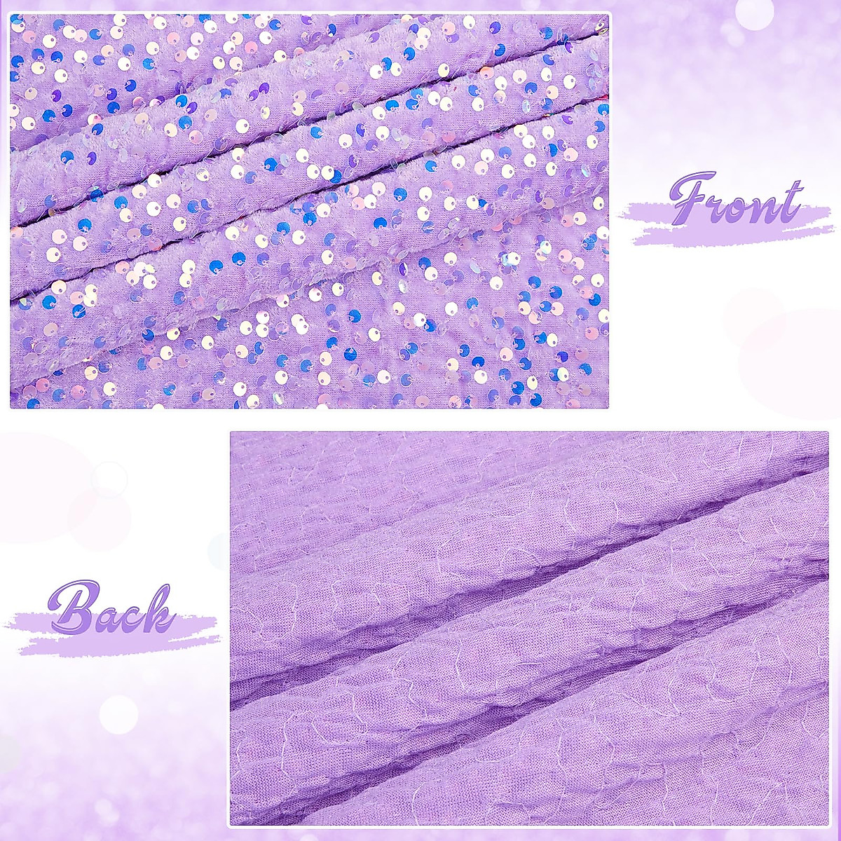 Iridescent Sequin Fabric 1 Yard Lavender Velvet Fabric by The Yard Purple Shimmer Sequin for DIY Craft Sewing Stretch Cloth for Custom Dress Birthday Party