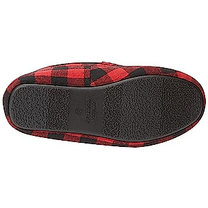 Amazon Essentials Men's Moccasin Slipper, Black Red Buffalo Check, 13