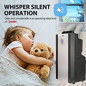 Whynter ARC-143MX 14,000 BTU (9,456.1 BTU SACC) Dual Hose Cooling Portable Air Conditioner, Dehumidifier, and Fan with 3M Filter Storage Bag, up to 500 sq ft in Platinum/Black