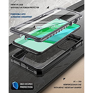 Poetic Guardian Case Designed for Oneplus 9 Pro 5G, Built-in Screen Protector Work with Fingerprint ID, Full Body Hybrid Shockproof Bumper Cover Case, Black/Clear