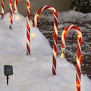 CENGNIAN Solar Garden Lights Outdoor Decor, Candy Cane Outdoor Landscape Lights 15in, 8 Pack LED Lighted Christmas Path Lights String End-to-End Plug in Waterproof Outside Candy Xmas Decorations