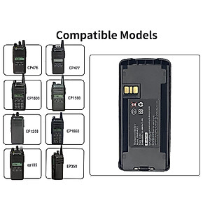 SCESMIA (2 Pack) 7.5V PMNN4476A Replacement Battery for Motorola CP185 CP1200 CP1300 CP1600 CP1660 CP476 CP477 EP350 Radios BLI-4081 PMNN4081 PMNN4080 PMNN4082 PMNN4404 with Belt Clip