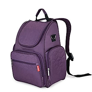 insular Diaper Bag Backpack, Multi-Function Travel Back Pack, Waterproof Changing Bag for Mom Girls, Large Capacity Baby Bag with Stroller Straps and Changing Pad, Purple