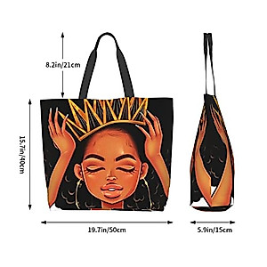 YBSJDQ African American Woman Tote Bags Shoulder Bag Afro Black Girl Magic Satchel Handbags For Shopping,Work,Gym,Gift Bag