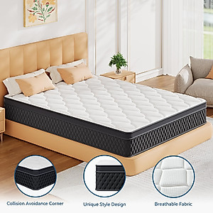 ELEMUSE 10 Inch TwinXL Mattress in a Box, Hybrid Memory Foam & Pocketed Spring Mattress, Motion Isolation, Pressure Relief, CertiPUR-US Certified
