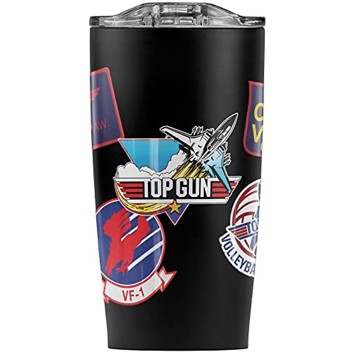 Logovision Paramount - Top Gun Top Gun Badge Collage Stainless Steel 20 oz Travel Tumbler, Vacuum Insulated & Double Wall with Leakproof Sliding Lid