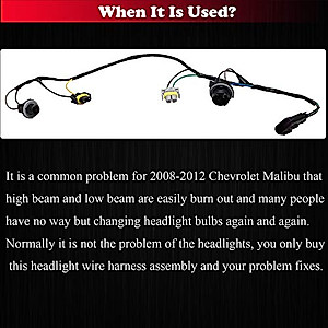 HOPUT 15930264 645-539 645539 Headlight Wiring Harness Connector, Compatible with Chevy Malibu 2008-2012