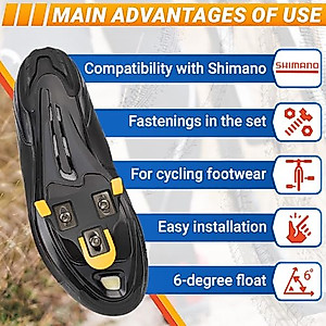 Baidell Bike Cleats, 6 Degree Float Compatible Shimano SPD-SL Cleats, Cycling Pedals Cleat, Road Bicycle Cleat Set, Indoor Clip for Specialized Peloton Shoes Women — SPD SL Cleats Bike Shoes for Men