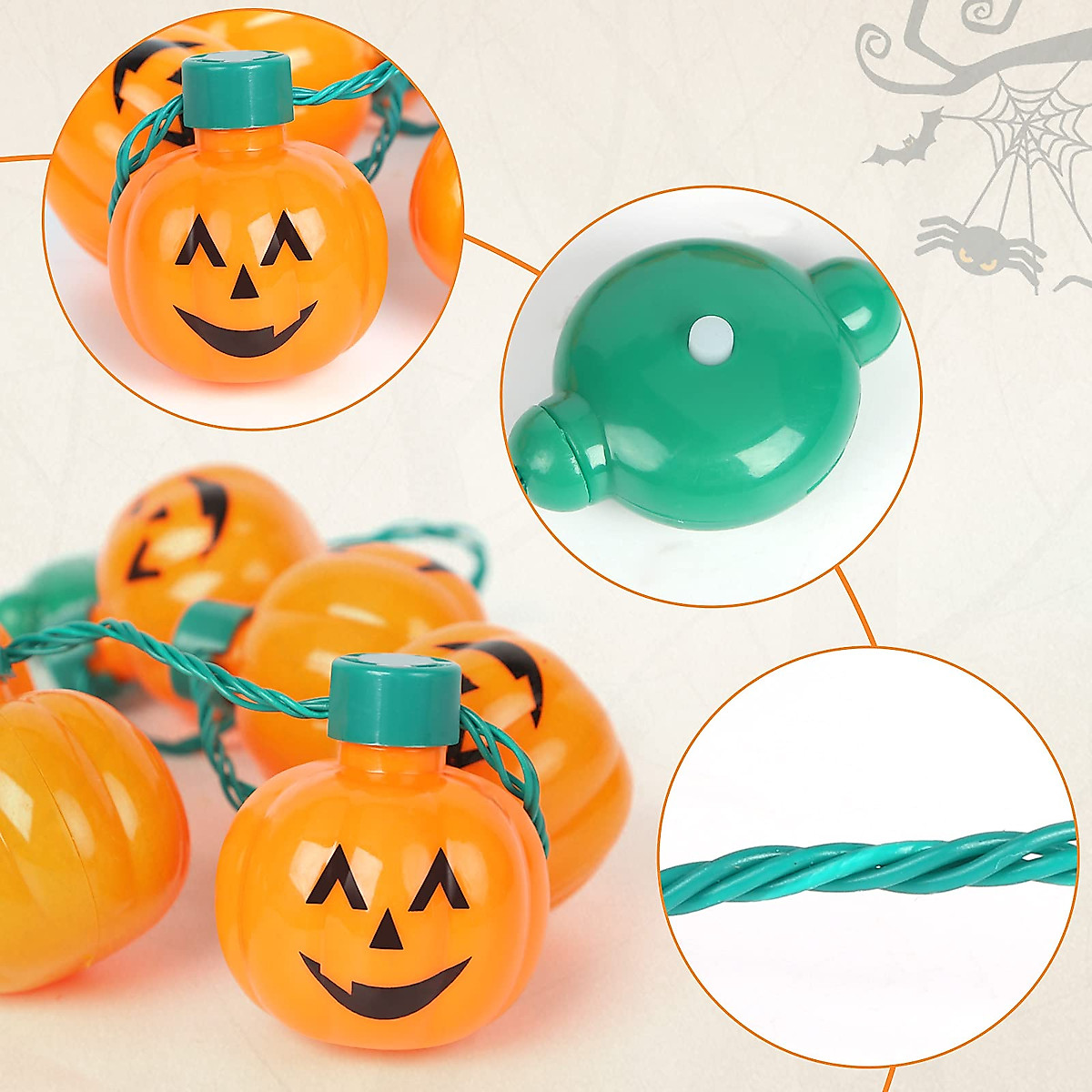 FUTUREPLUSX Pumpkin Light-up Necklace, 2 PCS Halloween Pumpkin Necklace Flashing Light Up Pumpkin Halloween Necklace