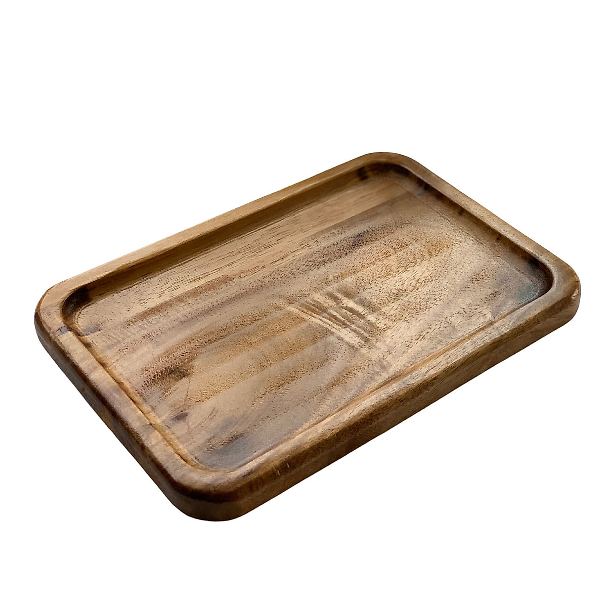 Wooden Platter, 100% Handmade and Natural Acacia Wood Tray, Wooden Cheese Plate, Serving Tray, Dish Set, Rectangle (Wood- Medium)